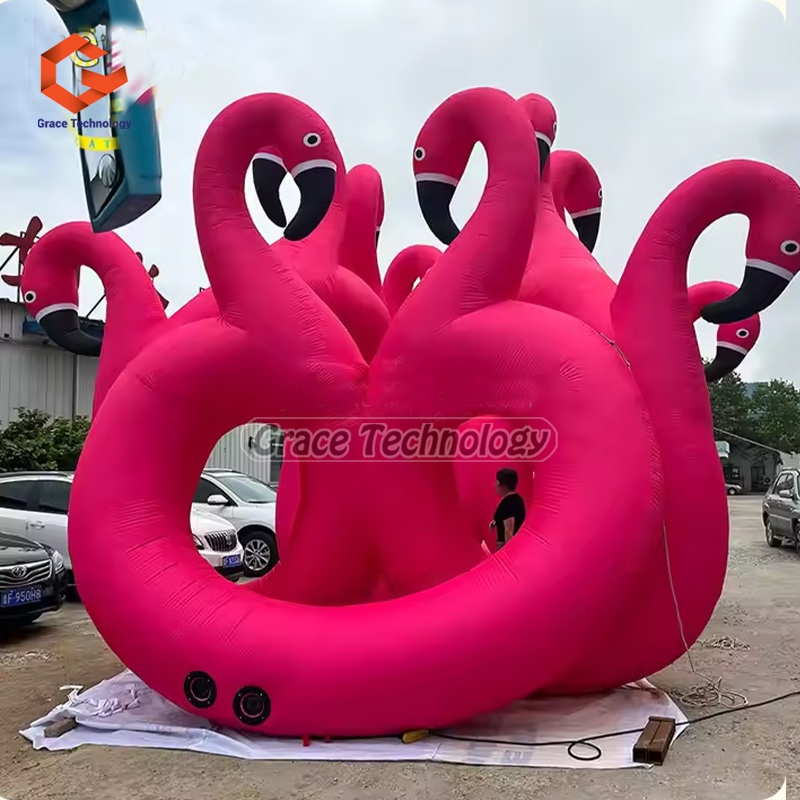 Huge air Blow up Wedding Entrance Gate pink Flamingo Inflatable